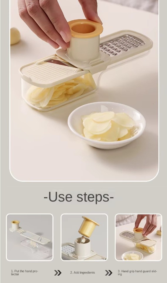 3-in-1 Mini Ginger Garlic Slicer Grater Mandoline w Hand Guard Easy ...