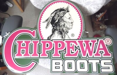 CHIPPEWA Boots ad. sign, 23x17in, Beautiful sign, aluminum, New-never ...