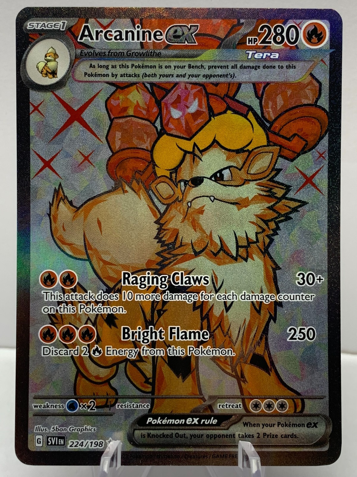 Pokemon Arcanine ex 224/198 Base Set Scarlet & Violet Ultra Rare Full ...