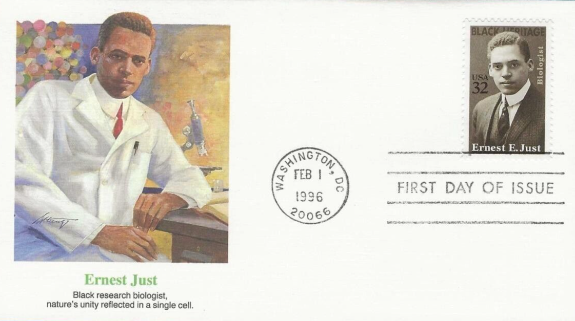 ERNEST JUST RESEARCH BIOLOGIST BLACK HERITAGE 1996 FLEETWOOD CACHET FDC ...