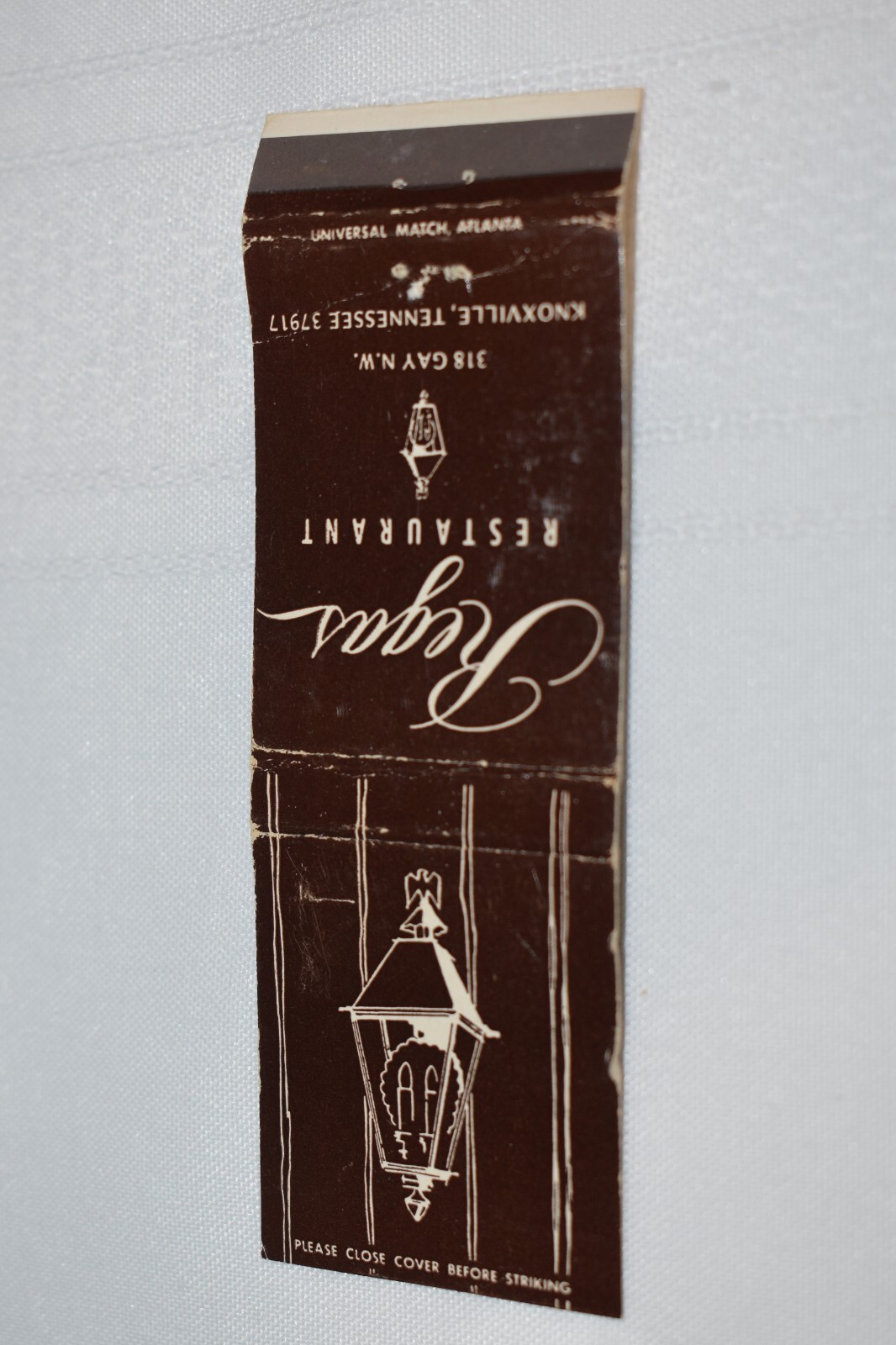 Regas Restaurant Knoxville Tennessee 20 Front Strike Matchbook Cover | eBay