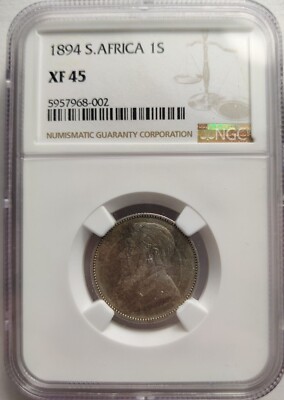 1894 South Africa SILVER One 1 SHILLINGS NGC GRADED XF-45, Rare Coin KM ...