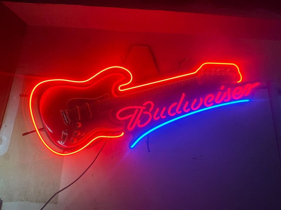 Budweiser Neon Sign With Aria Guitar | eBay