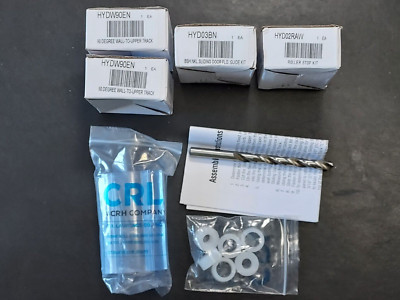 CRL Glass Door Track Kit HYD03BN, HYDW90EN, HYD02RAW, + Handle, Bit ...