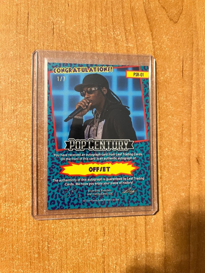 2023 Leaf Pop Century - Offset - Purple Wave Pro Set Raps Auto #d 1/7 ...