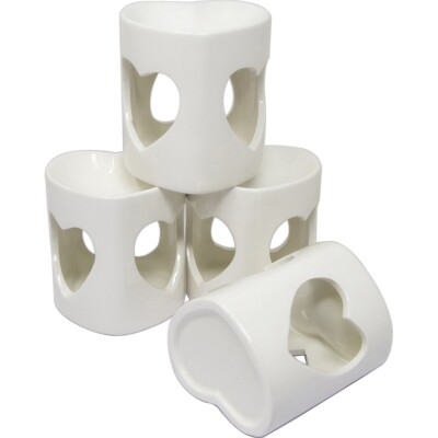 4 HEART CERAMIC OIL BURNER WAX MELT CANDLE SCENTED DIFFUSERS HOLDER ...