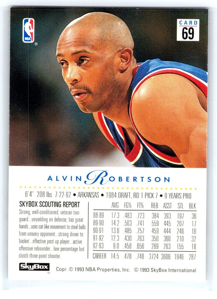Alvin Robertson 1993-94 SkyBox Premium #69 | eBay