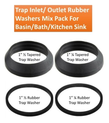 Trap Inlet/ Outlet Rubber Washers Mix Pack For Basin/Bath/Kitchen Sink ...