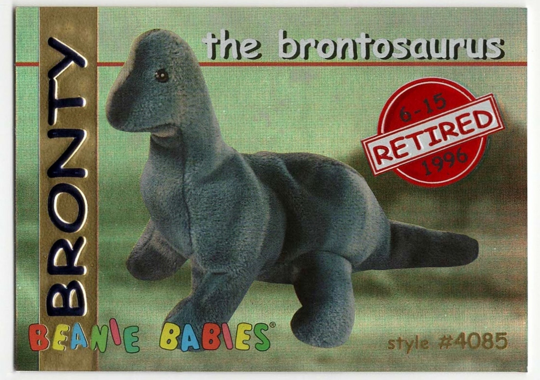 Ty Beanie Babies BBOC BRONTY (Brontosaurus) Red Retired S1 Series 1 ...