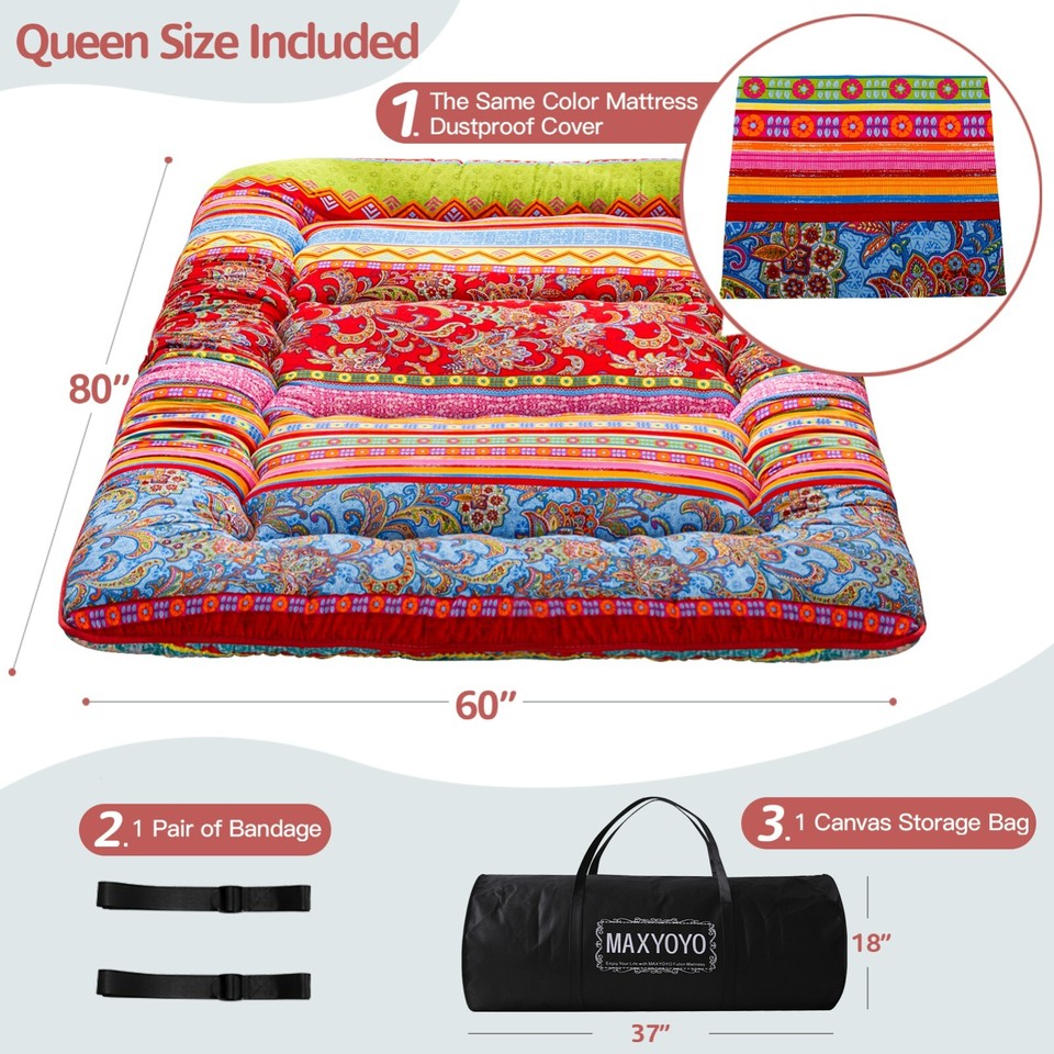 Bohemian Retro Floor Mattress Japanese Futon Mattress Mat Sleeping Mat ...