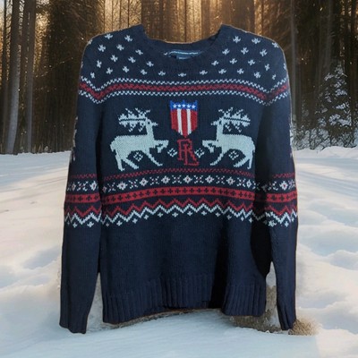 Ralph Lauren Sport Women's American Flag Shield Fairisle Deer Jumper W ...