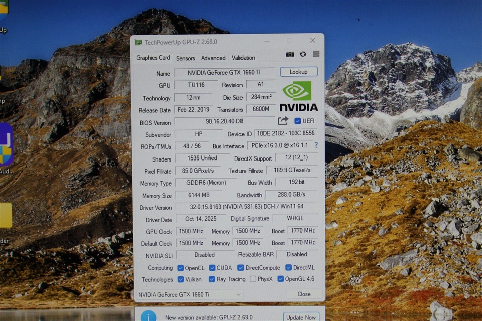 HP Nvidia GeForce GTX 1660 Ti 6GB DDR5 192 bit Graphics Card Cosmetic ...