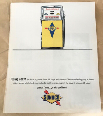 Sunoco print ad 1963 original vintage 1960s retro art gas station pump ...