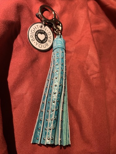 Brighton Aqua Tassel Leather Stud Fob Key Chain NWT handbag charm | eBay