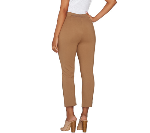 Shape FX Womens Ponte Knit Pull-On Slim Leg Crop Pants A272122 Taupe ...