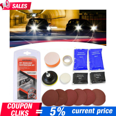 Heavy Duty Headlight Restoration Kit Car Lens Lamp Cleaning Sanding ...