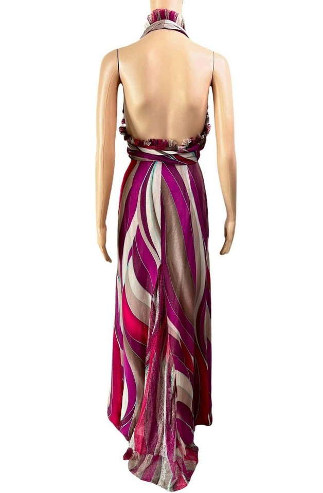 Gianni Versace F/W 2000 Runway Plunging Lace Silk Backless Evening ...