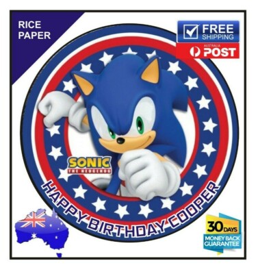 Sonic The Hedgehog Edible Rice Paper Image Cake Birthday Party Topper ...