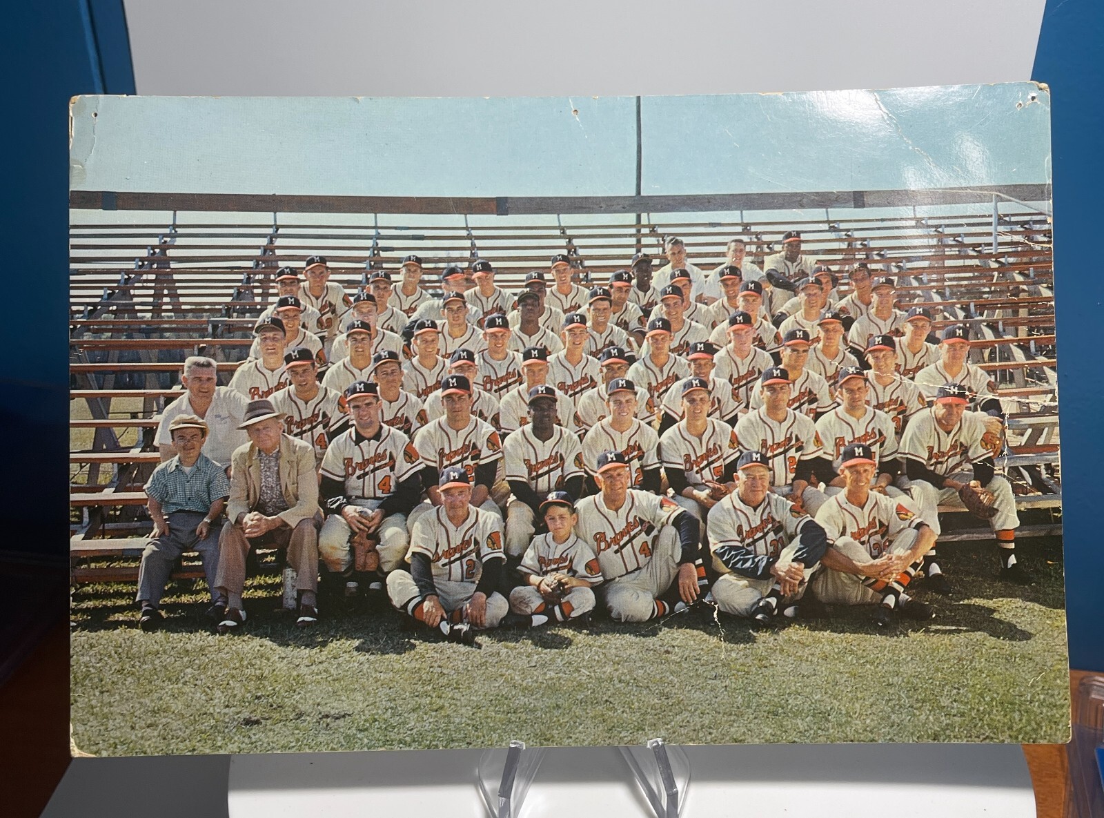 1956 Milwaukee Braves Giant 9" x 6" Team Vintage Postcard Photo Aaron ...