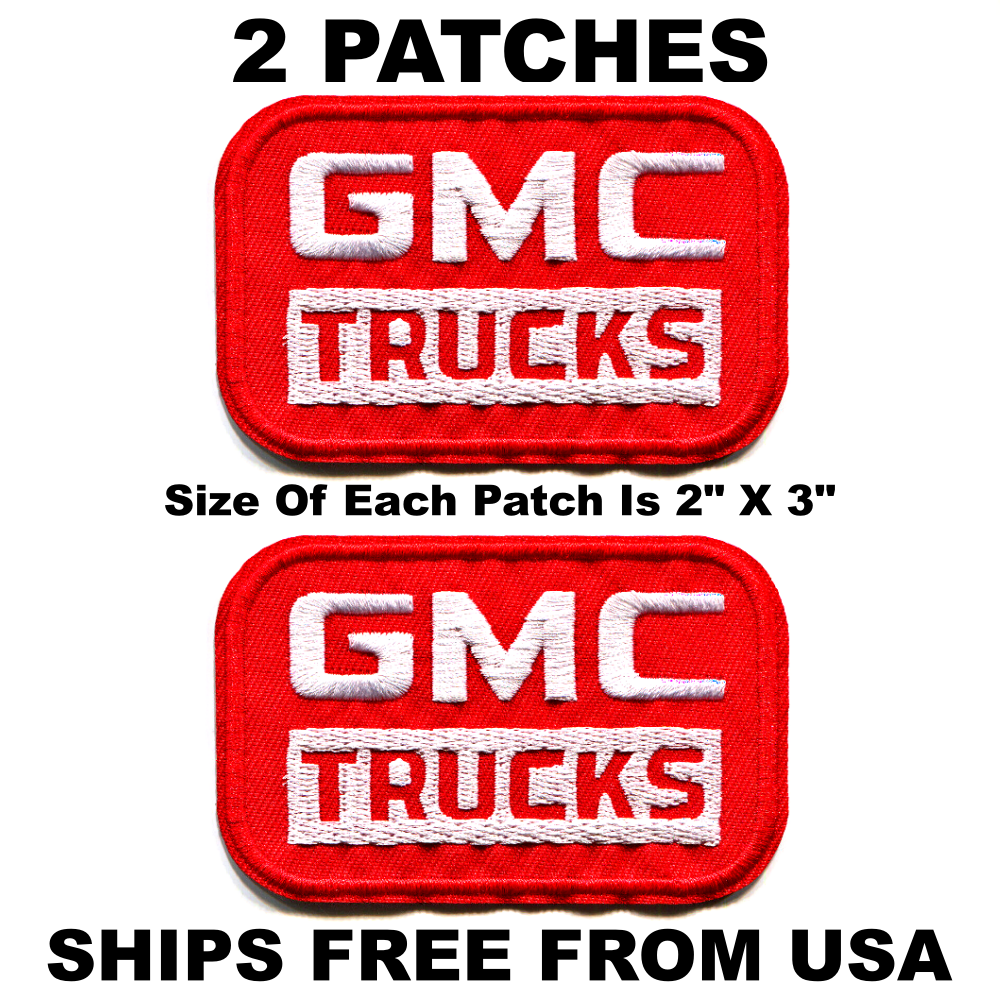 2 GMC TRUCKS" Patch Automotive Red & Silver Embroidered Iron-On Sew-On ...