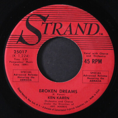 KEN KAREN: you're the only one i love / broken dreams STRAND 7" Single ...