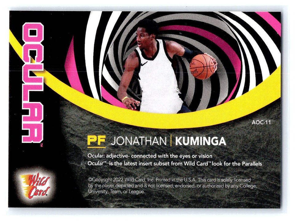JONATHAN KUMINGA 2022 Wild Card Alumination Basketball #AOC-11 Pink ...