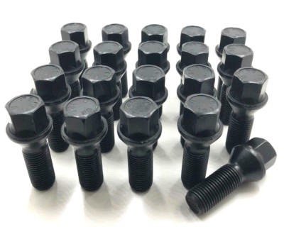 20 X ALLOY WHEEL BOLTS BLACK VW TRANSPORTER T5 / T6 M14 X 1.5 NUTS LUG ...
