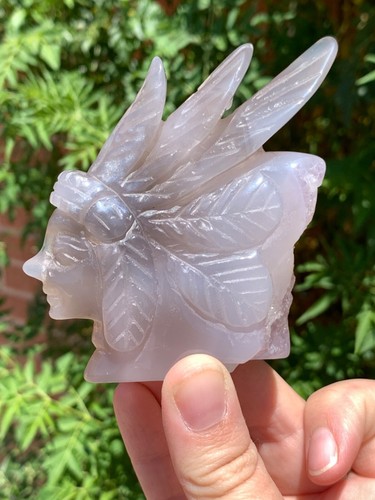 Native American Chief Crystal Carving Druzy Agate Quartz Self Stands | eBay