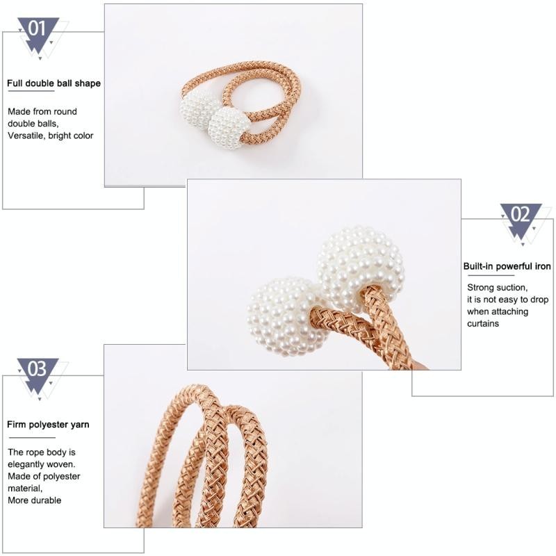 2-Piece Lake Blue Fashion Pearl Magnetic Buckle Curtain Strap | eBay ...