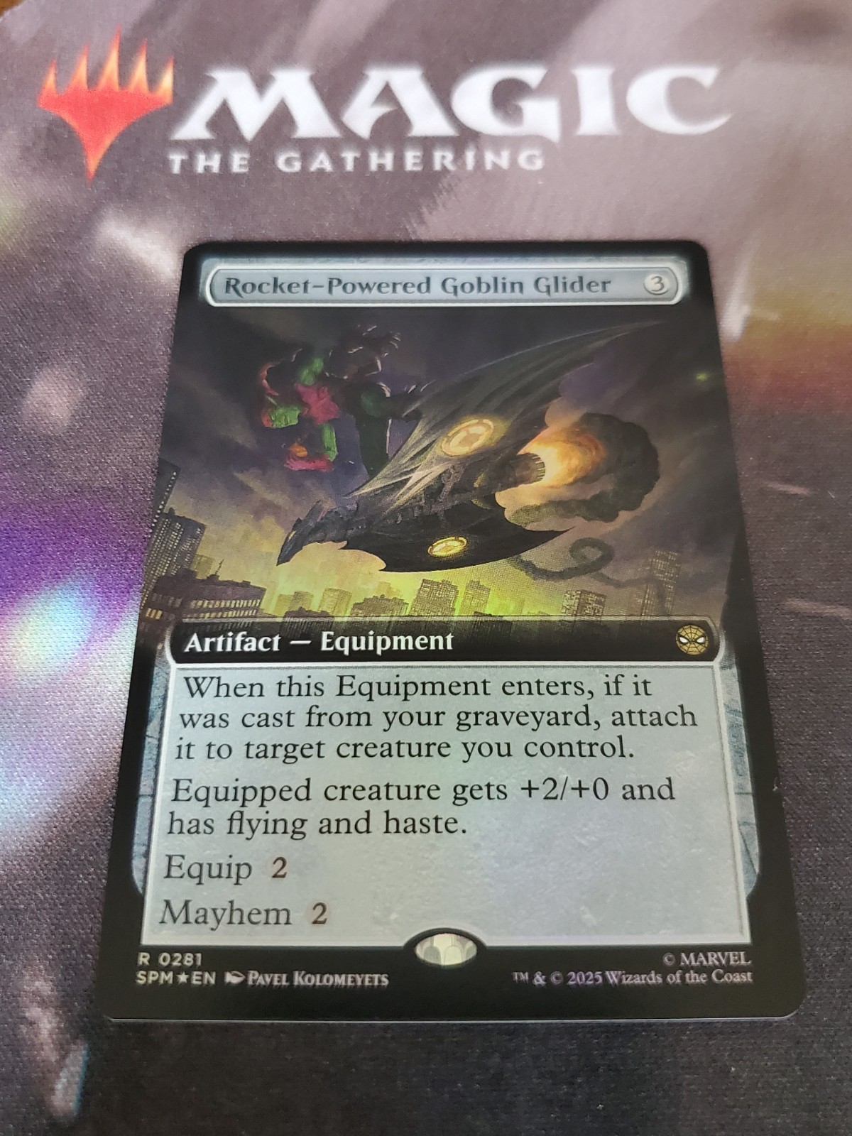 Mtg. Rocket-Powered Goblin Glider. Foil Extended Art. Marvel's Spider ...