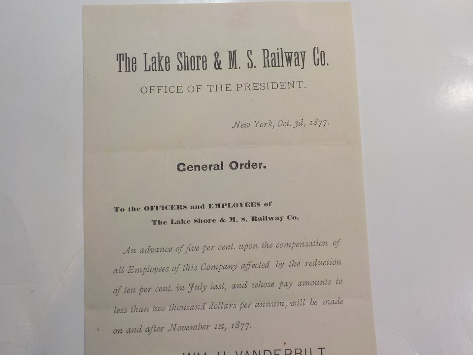 Antique Flyer 1877 Vanderbilt Lake Shore & Michigan Southern Railway ...