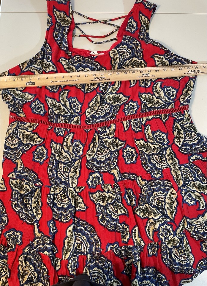 Maurices 3X Red and Blue Floral Midi Dress GUC | eBay