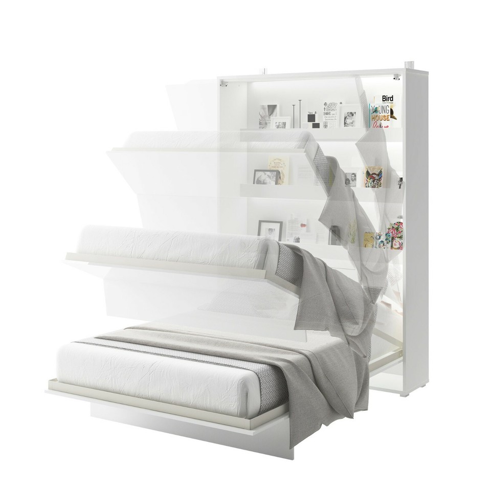 Modern Vertical Wall Bed Concept with Storage 90cm in White Matt | eBay UK