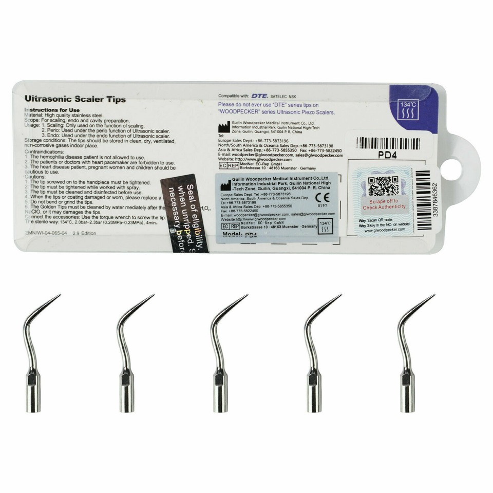 Woodpecker DTE Dental Ultrasonic Piezo Scaler Perio Tips GD ED PD ...