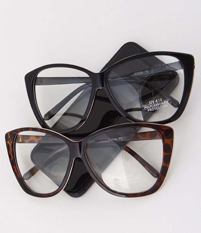 Oversized Large Big VICTORIA Cat Eye Clear Lens BOHO Nerd EyeGlasses ...