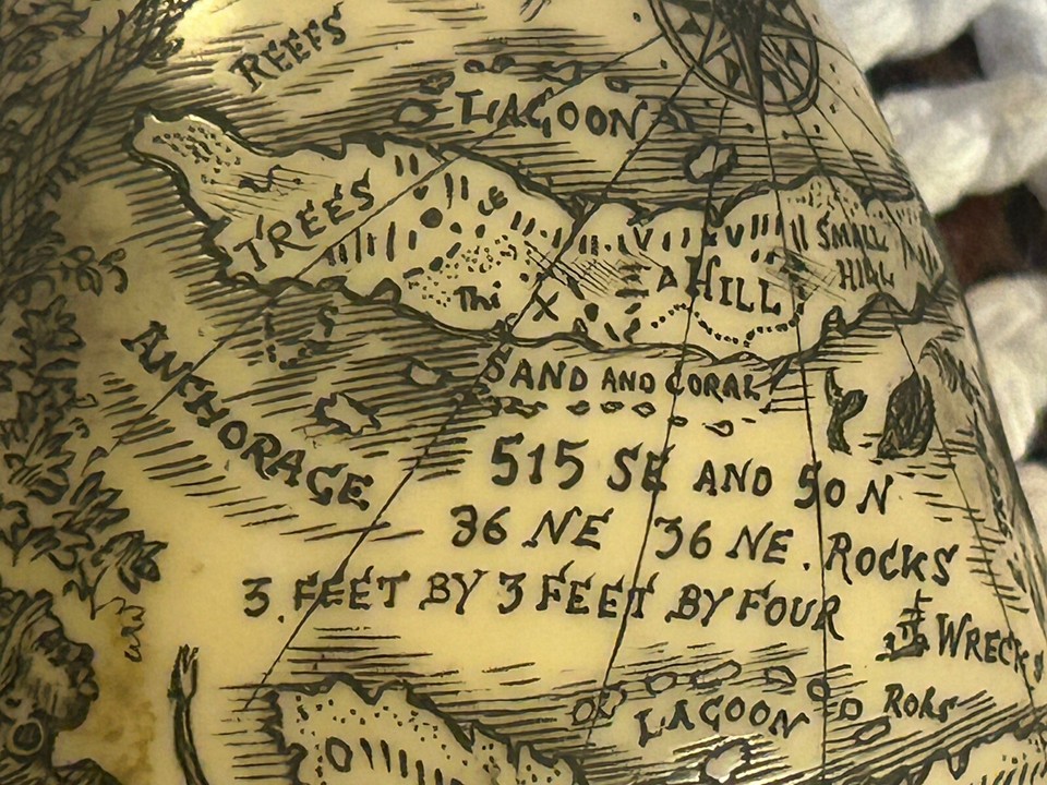 Scrimshaw Faux Whale Tooth Map Designs | eBay
