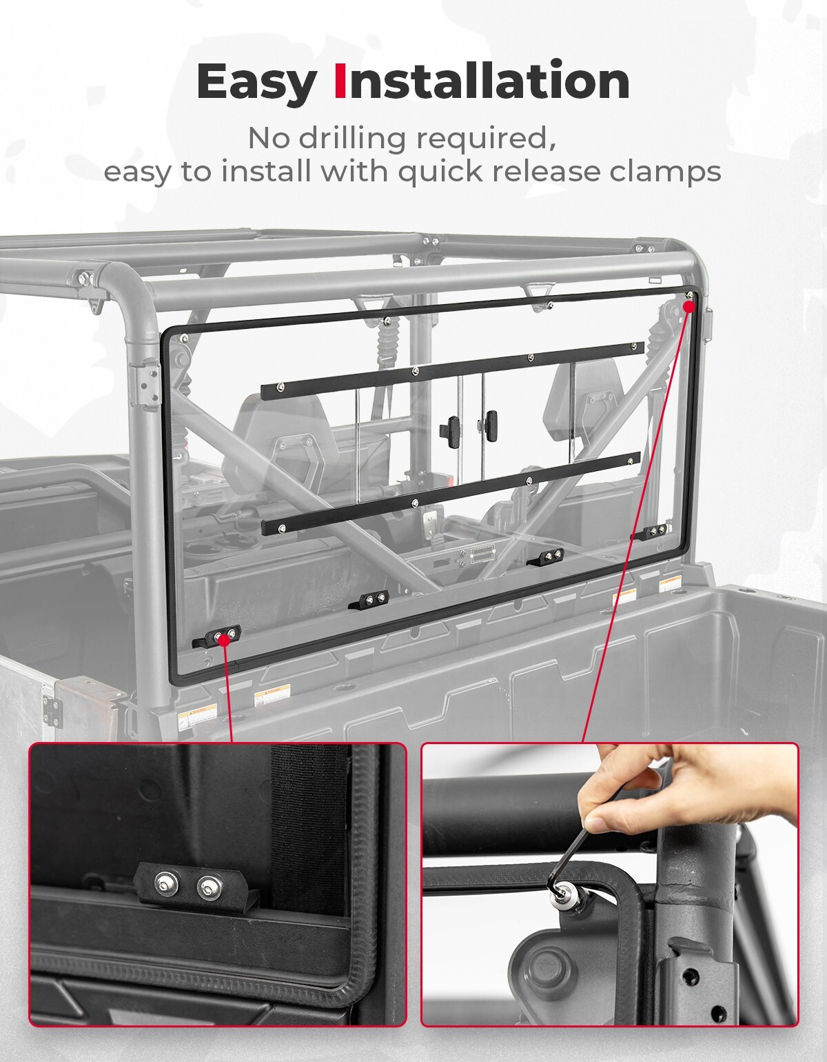 2-IN-1 Vented Rear Window Windshield Panel for CFMOTO UFORCE 1000/XL ...