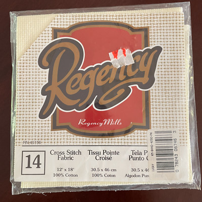 Regency Mills Cross Stitch Fabric 12" x 18" Aida 14 Count IVORY 100% ...