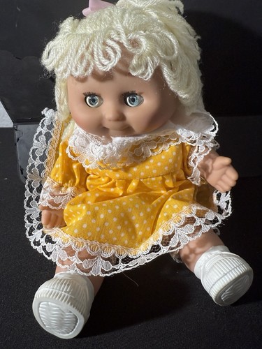 Vintage ABC Toys Baby Doll Blonde Yarn Hair Yellow Polka Dot Dress ...