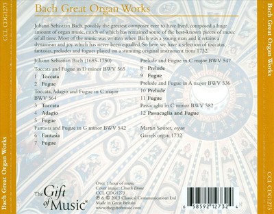 MARTIN SOUTER BACH: GREAT ORGAN WORKS NEW CD 658592127324| eBay