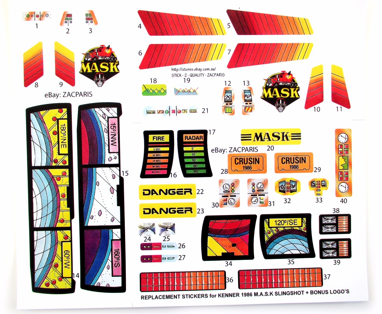 Stickers for KENNER M.A.S.K SLINGSHOT Stickers Personalized | eBay