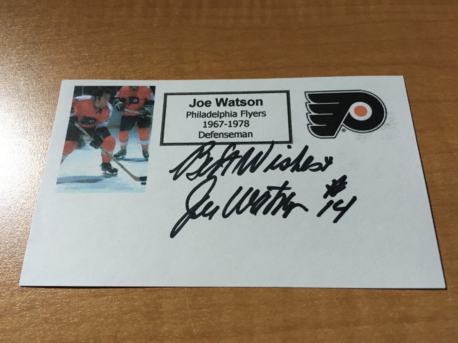 Joe Watson Philadelphia Flyers Signed Custom Made Index Card W/Our COA ...