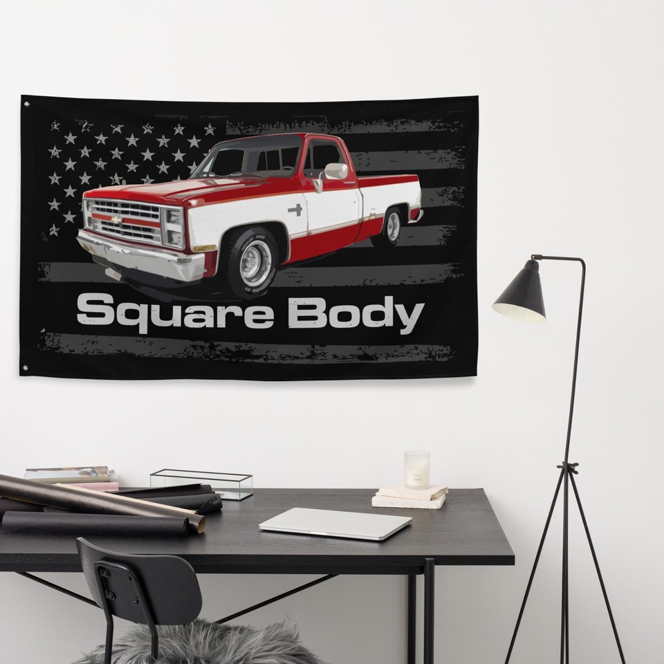 1987 Chevy Silverado Square Body Truck Garage Office Man Cave Banner 34 ...