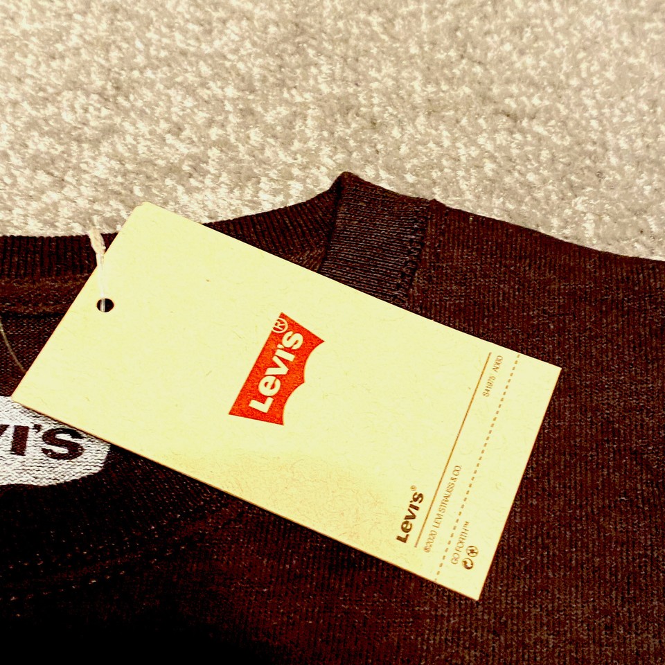 Levis Mens T-Shirt Small Black Short Sleeve Block Letter Cotton Adult S ...