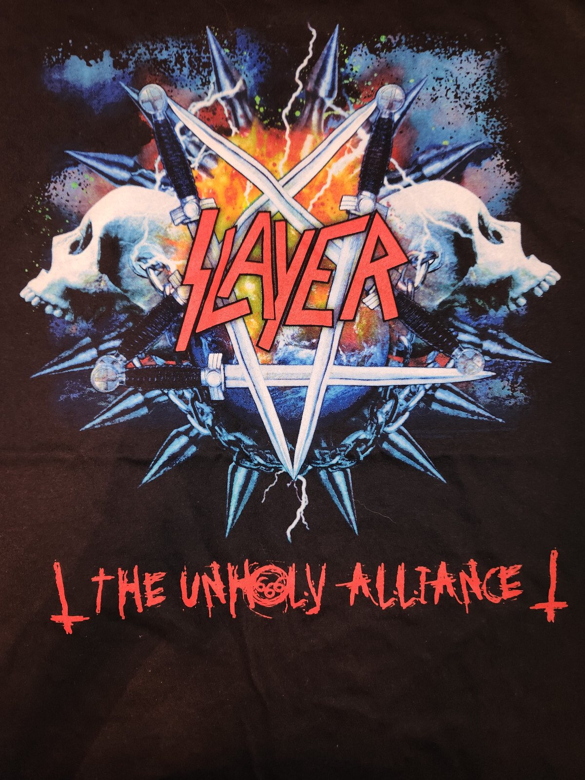 The Unholy Alliance Slayer Skull and Knives BLACK Adult T-Shirt | eBay