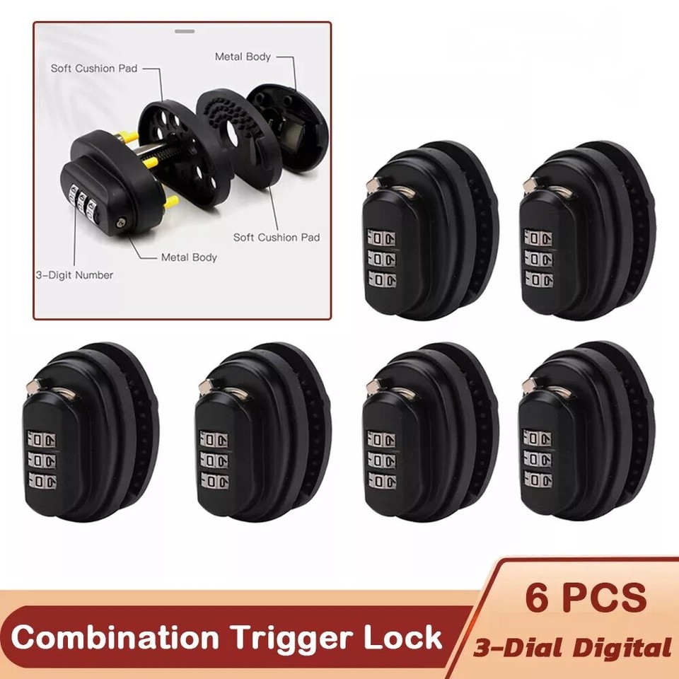 6x 3-Dial Digital Trigger Password Lock Gun Keyless Padlock for ...