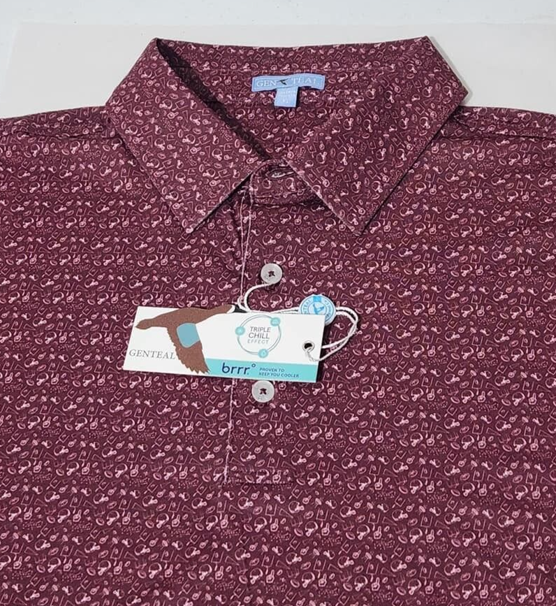 Genteal Brrr Printed Tailgate Football Polo Shirt Maroon Men's Medium ...