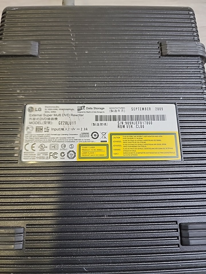 LG External Super Multi DVD Rewriter Media Pre-Owned W/Power Cable ...