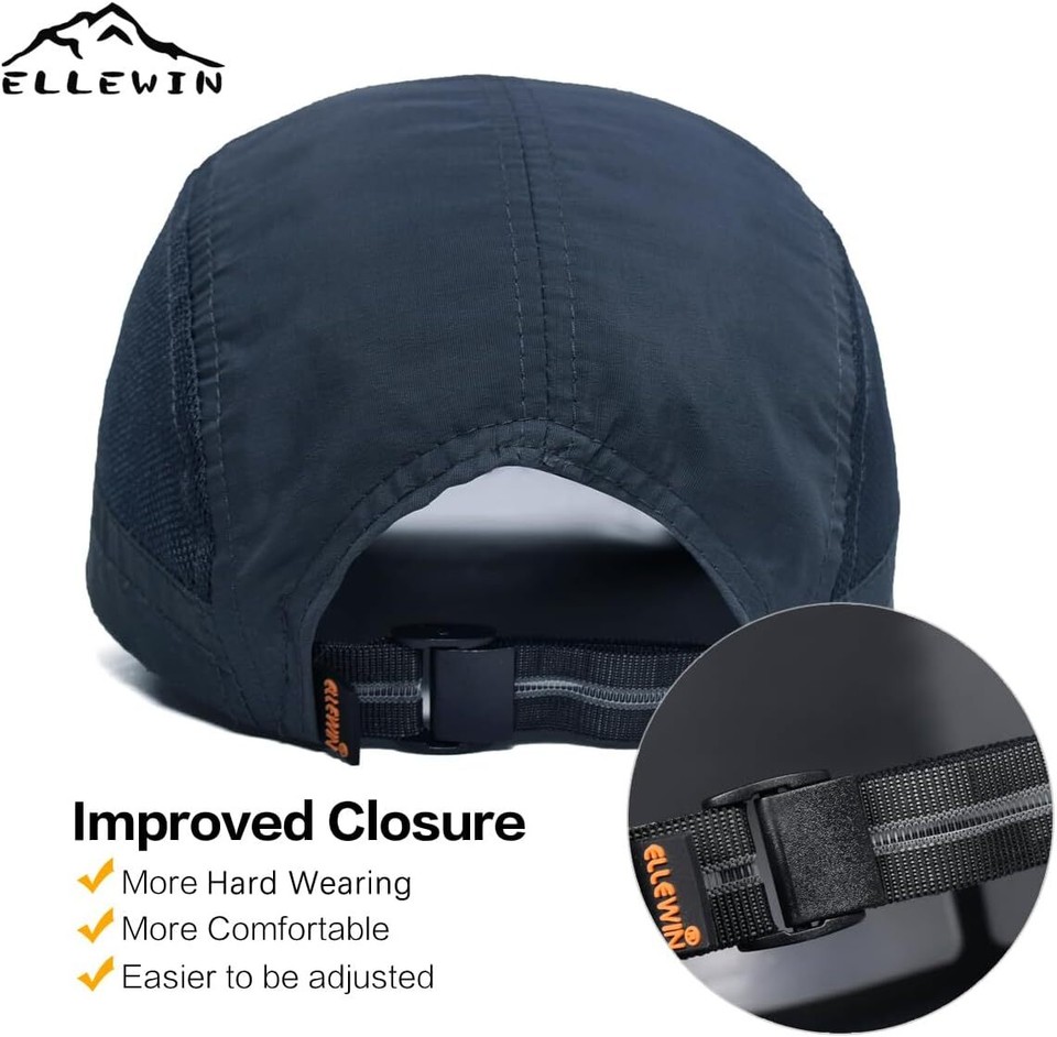 ELLEWIN Unisex Baseball Cap UPF 50 Unstructured Hat with Foldable Dark ...