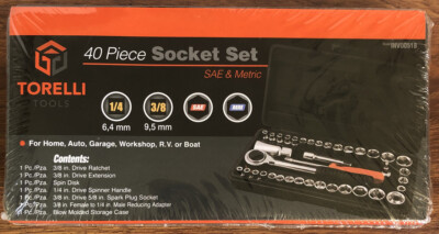 Torelli 40 Piece Socket Set SAE & Metric Tools with Case | eBay